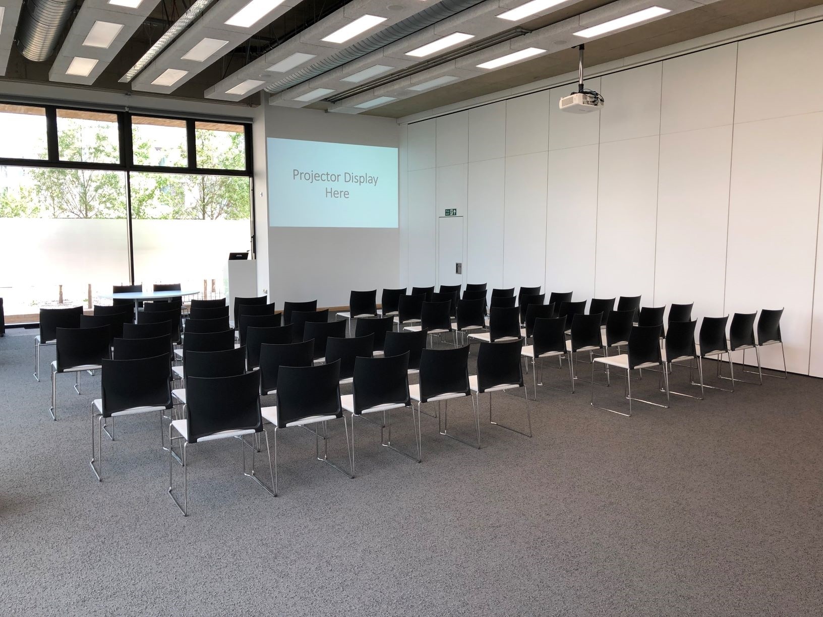 Sanders Hall lecture layout (wall closed) | Postdoc Academy